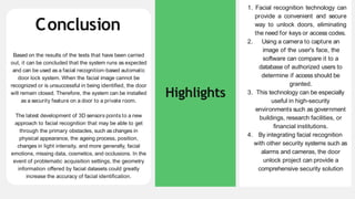 Facial Recognition Door unlock using Machine Learning. | PPTX
