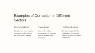 Introduction to Corruption, definition, types, impact and conclusion | PPTX