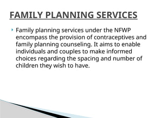 National family welfare programme Commed | PPTX