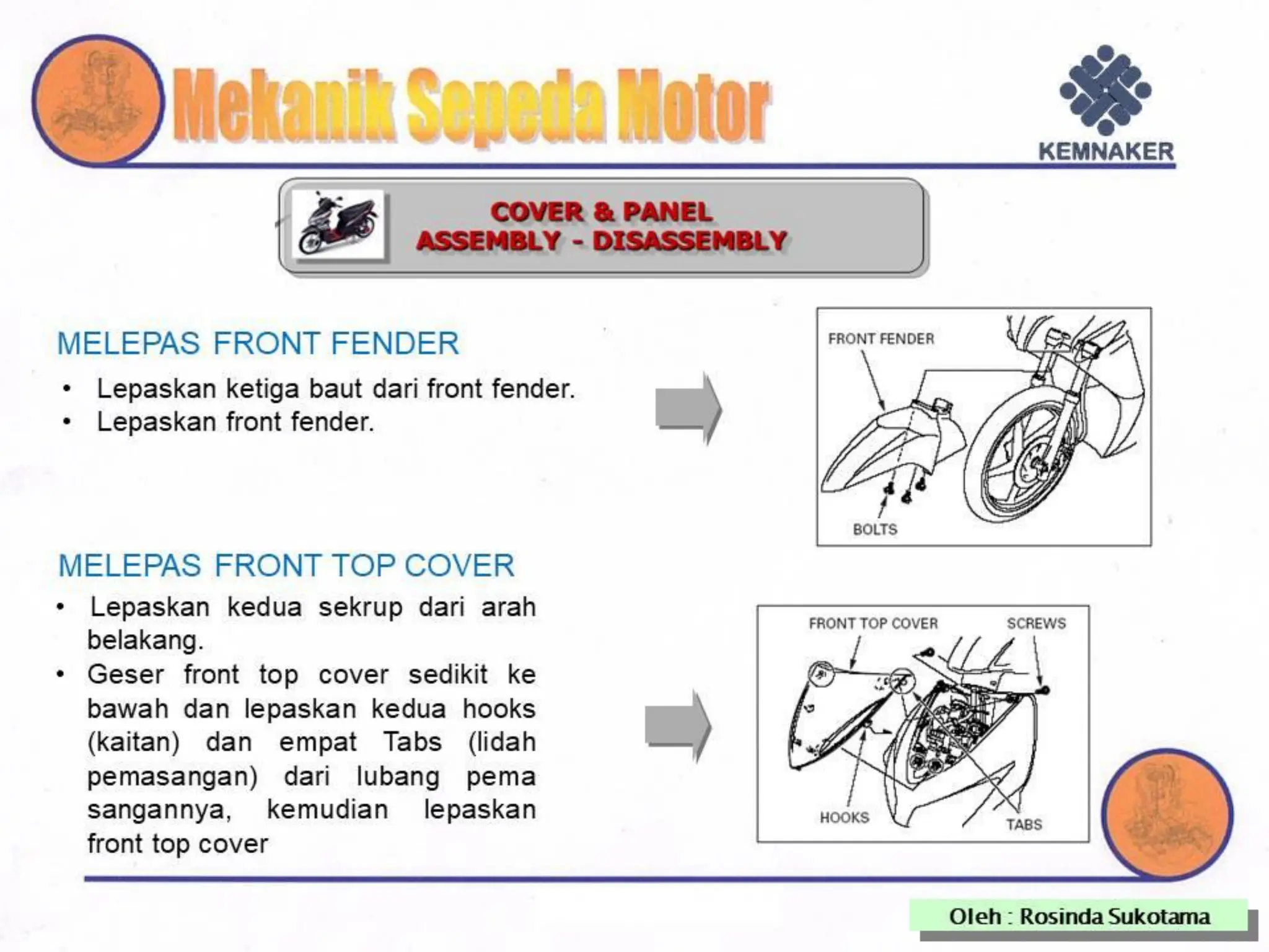 Melakukan bongkar pasang Cover Body sepeda motor | PDF