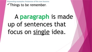 recognize simple part of paragraph Grade IV | PPTX