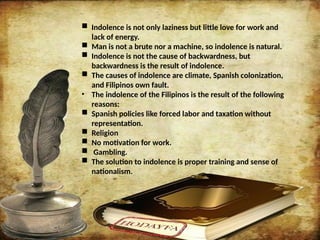 the indolence of filipino a rizals life subject | PPTX