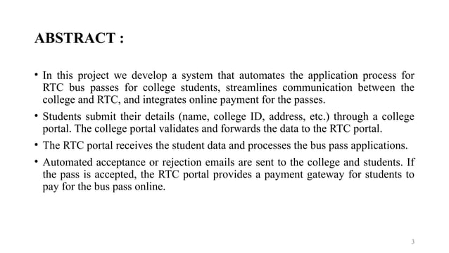 COLLEGE STUDENTS RTC BUS PASS MANAGEMENT SYSTEM.PPTX | College Planning ...
