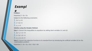 Solution of LPP by Simplex Method with Examples | PPT