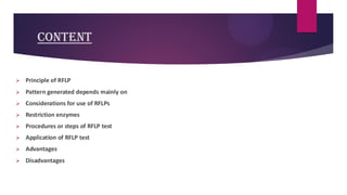 Restriction Fragment Length Polymorphism;RFLP;PPT | PDF | Genetics ...