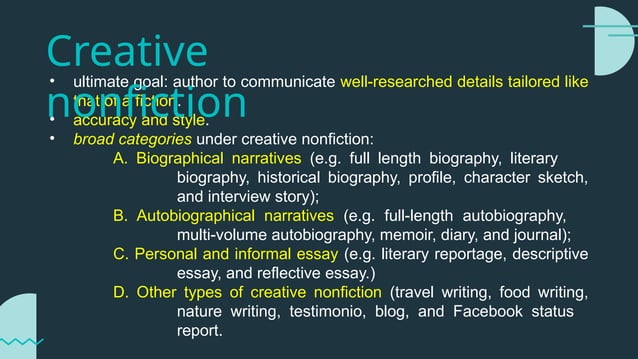 CREATIVE NON FICTION POWERPOINT PRESENTATION | PPTX
