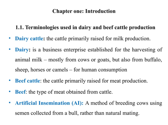 dairy and beef cattle production module 1 | PPTX