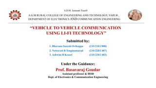 vehicle to vehicle using lifi technology | PPTX