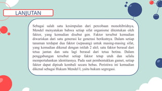 PPT. Hukum Mendel. Penggunaan Biji Kacang Tanah sebagai Alternatif ...
