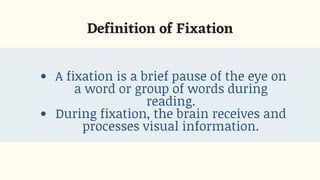 Mechanics of Reading - Fixation,Regression & speed | PDF