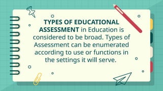 Types of Educational Assessment. powerpoint | PPTX