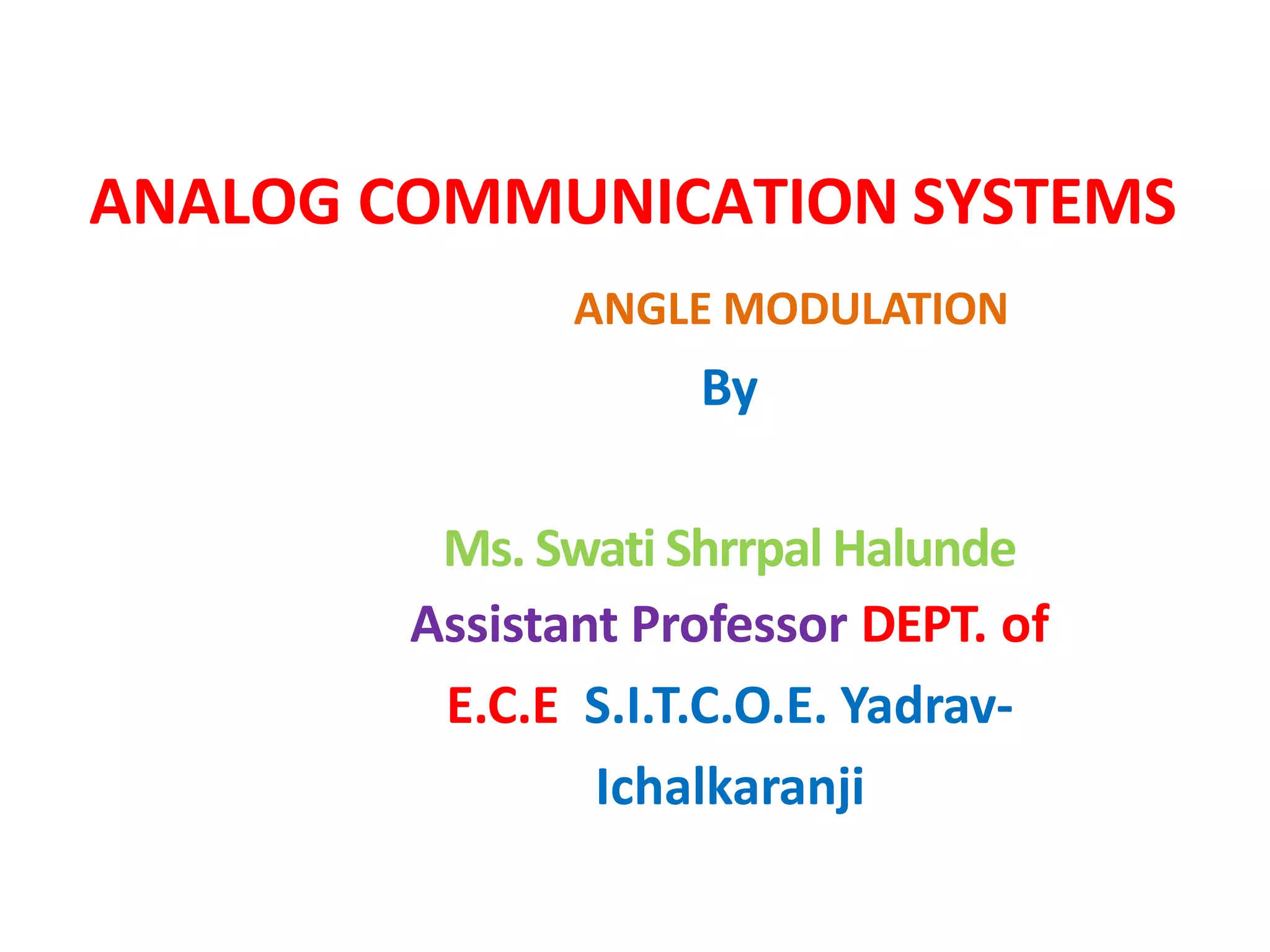 Angle Modulation Pptx Digital Audio Computer Software And Applications