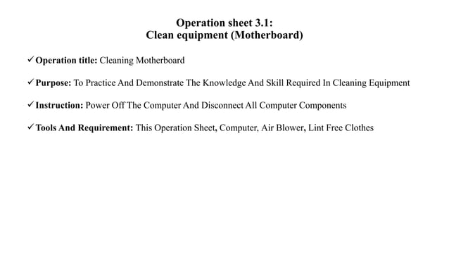 maintenance of the equipment how we can clean. | PPTX