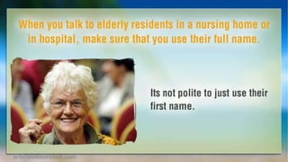 English for Carers: Polite introductions in the nursing home | PPTX