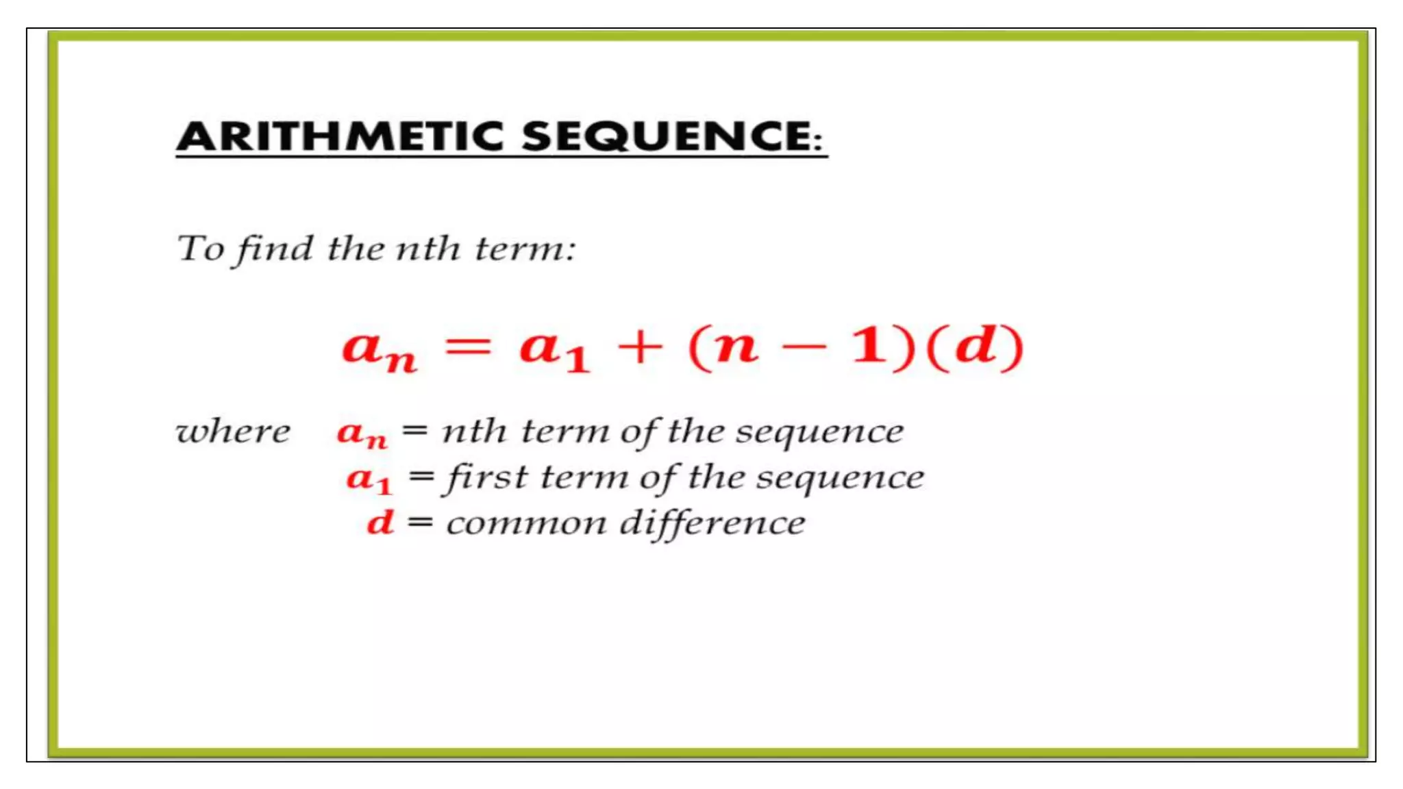 MATHEMATICS : ARITHMETIC PROGRESSIONS | PPT MATHEMATICS : ARITHMETIC PROGRESSIONS | PPT