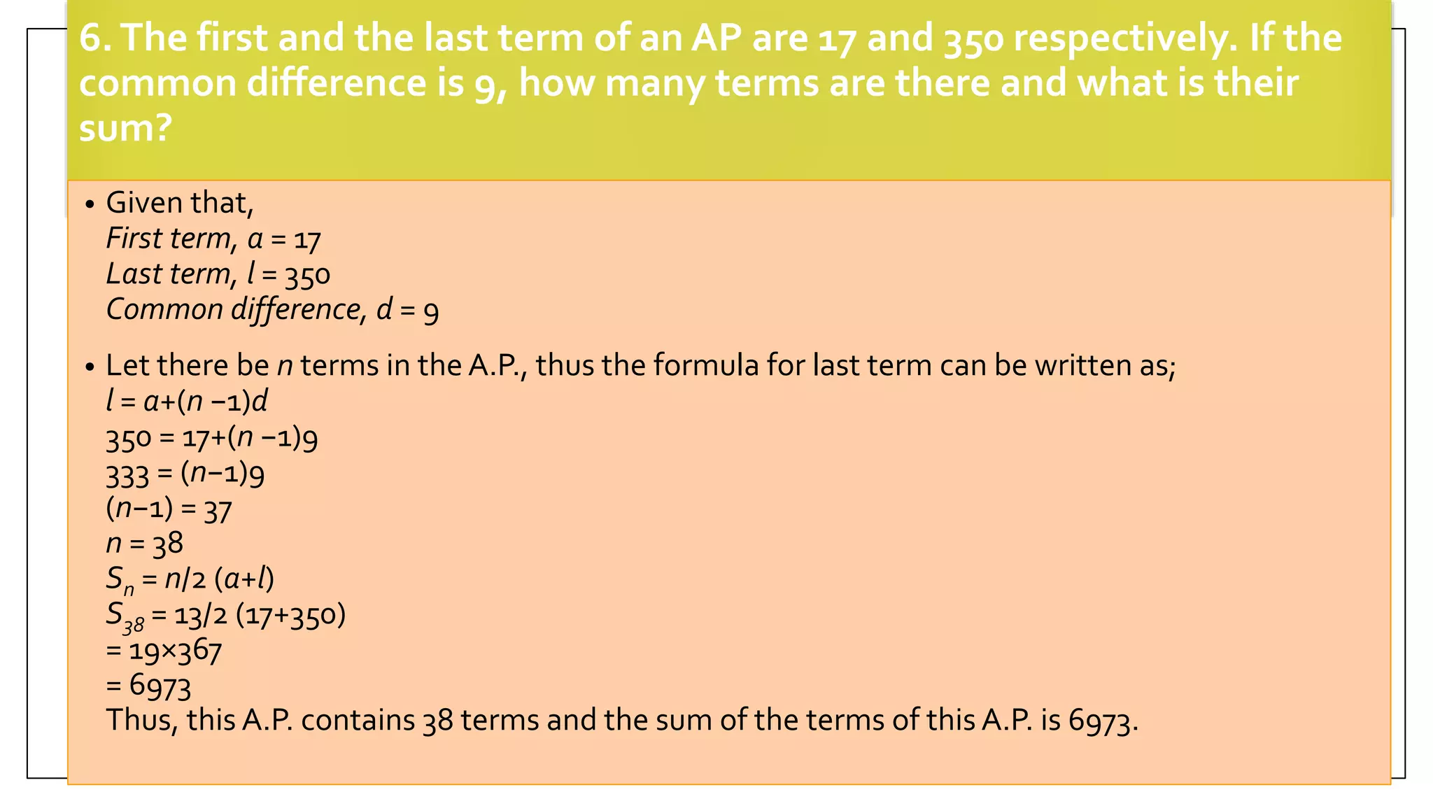 Mathematics Arithmetic Progressions Ppt
