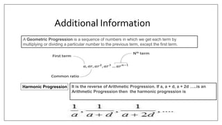 MATHEMATICS : ARITHMETIC PROGRESSIONS | PPT