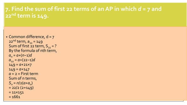 MATHEMATICS : ARITHMETIC PROGRESSIONS | PPT