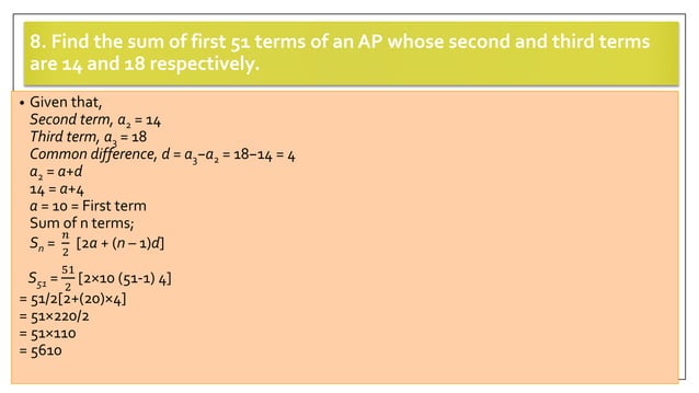 MATHEMATICS : ARITHMETIC PROGRESSIONS | PPT