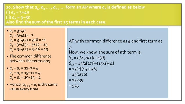 MATHEMATICS : ARITHMETIC PROGRESSIONS | PPT