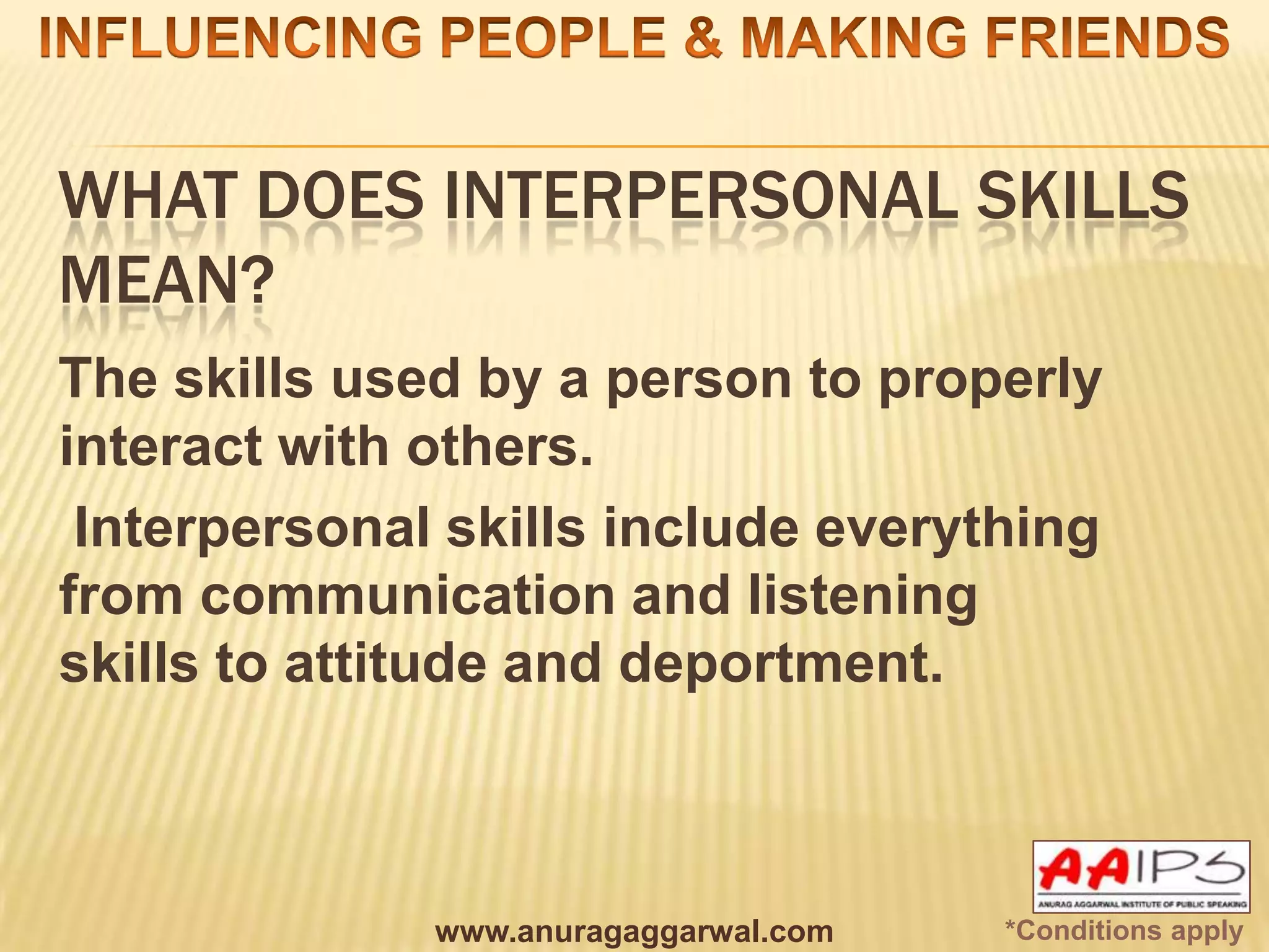 Communication Skills- How to make friends and influence people | PPTX