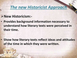 Paper no :-8 THE CULTURAL STUDIES New historicism | PPTX