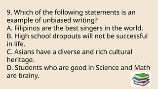 PPT-English 8. Quarter 1.pptx Biased and Unbiased Writing | PPTX