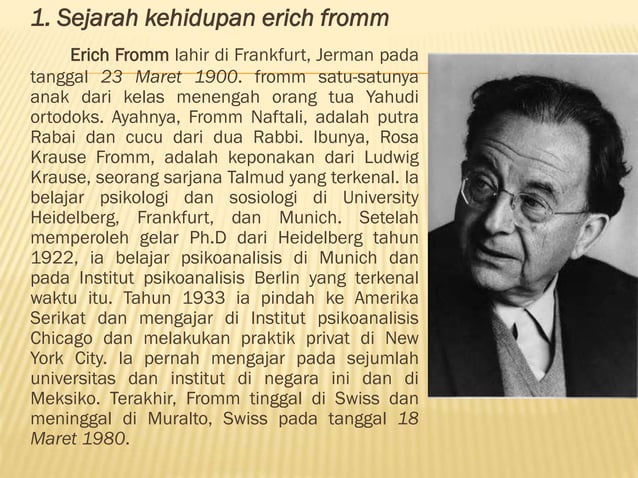 PPT PSIKOANALITIK HUMANISTIK - ERICH FROMM | PPTX