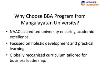 BBA Program from Mangalayatan University – Flexible and Industry-Focused Business Degree | PPT