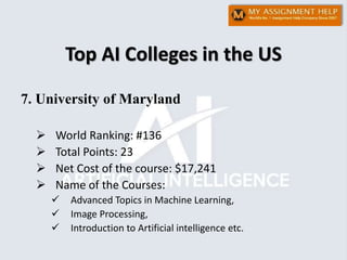 Best Colleges to Study Artificial Intelligence In the USA | PPT
