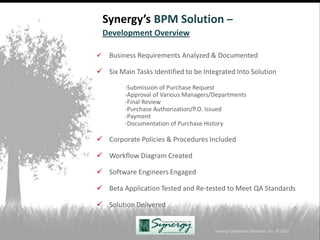 Business Process Management - Synergy Computer Solution | PPTX