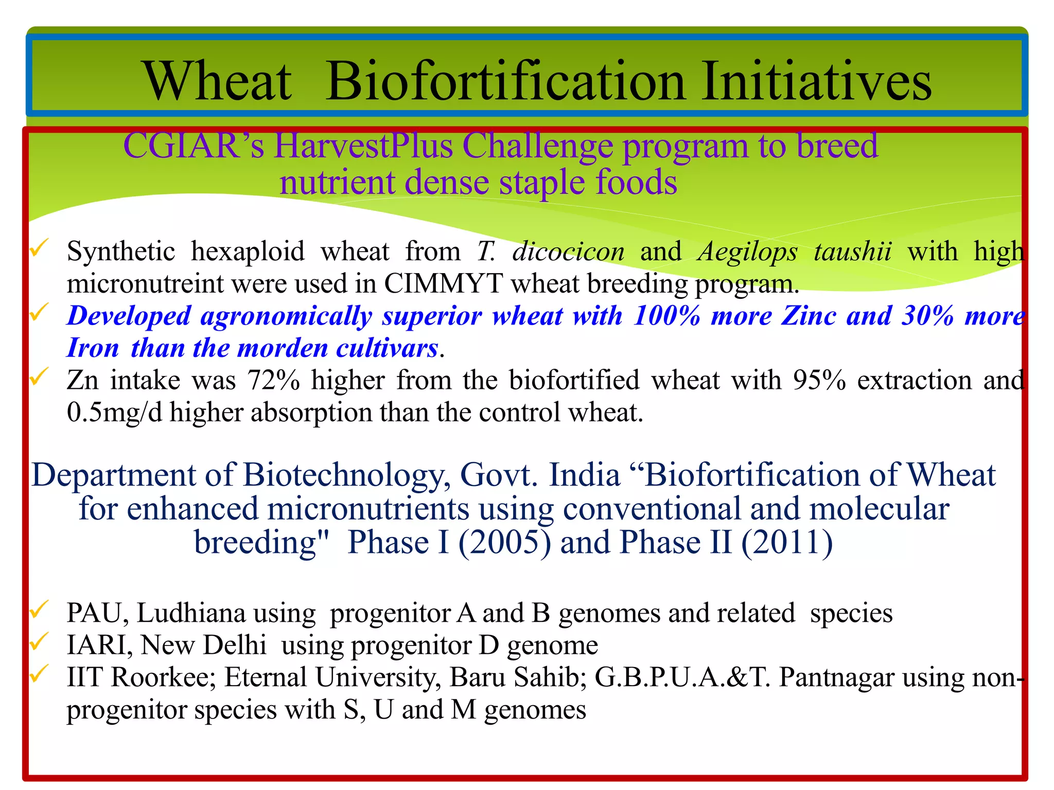 Breeding for biofortification in cereals. | PPTX