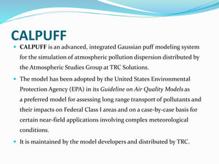 CALPUFF- Air Quality modelling | PPTX