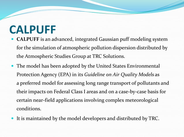 CALPUFF- Air Quality modelling | PPTX | Weather | Science