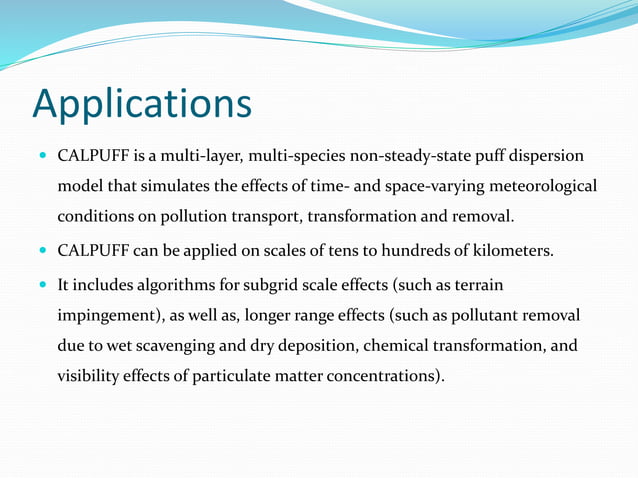 CALPUFF- Air Quality modelling | PPTX | Weather | Science