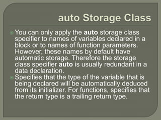 Storage Class Specifiers in C++ | PPTX
