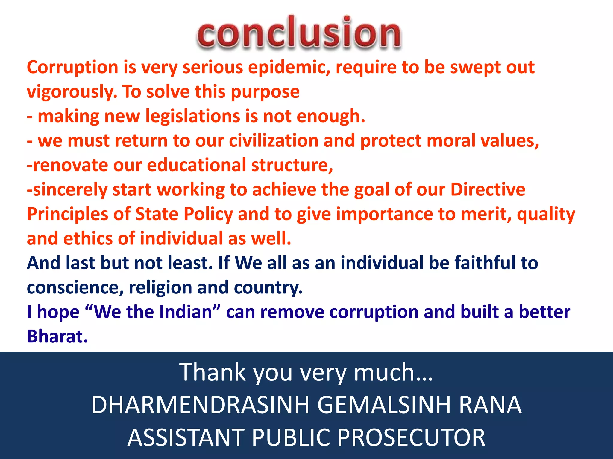 'corruption' its sources and solution | PPSX