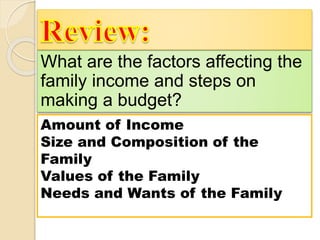 Management of Family Resources DLP #7 H.E-6 | PPTX | Government Support ...