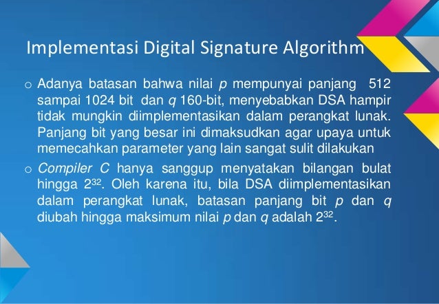 DIGITAL SIGNATURE ALGORITHM (DSA)