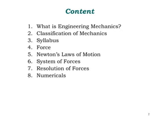 Engineering Mechanics Resolution of Forces | PPTX