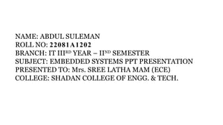 Embedded Systems Theoretical PowerPoint Presentation | PPTX