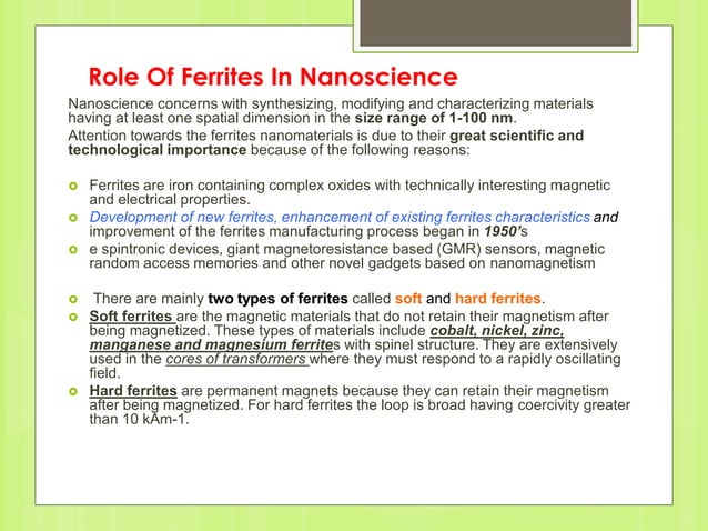 Ferrites | PPTX | Chemistry | Science