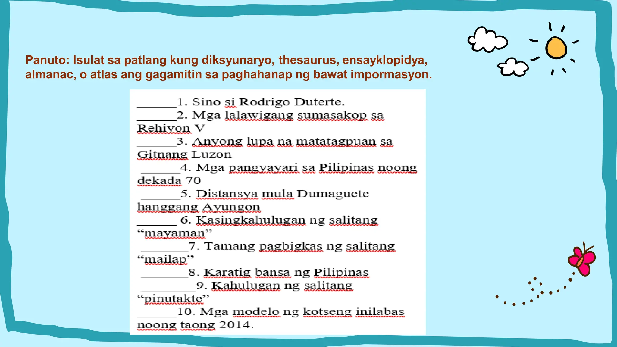 FILIPINO 6 MGA URI NG PANGKALAHATANG SANGGUNIAN | PPTX