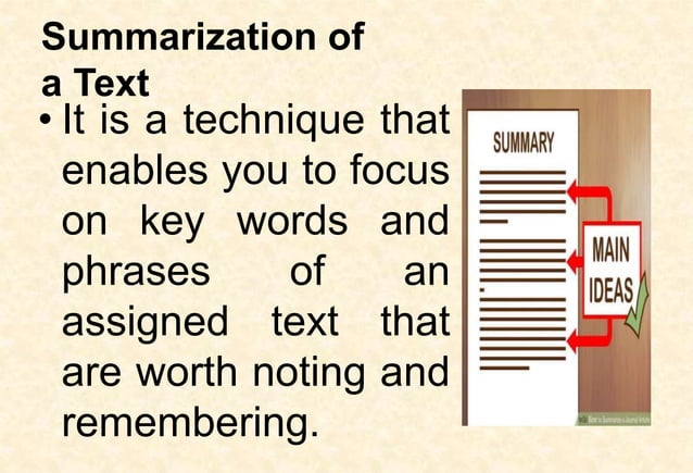 Ppt For Eapp 12 M2 Text Summarization Pptx