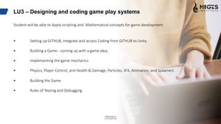 Game Development Course | Game Art Institute | MAGES Institute | PPT