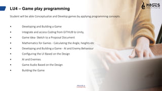 Game Development Course | Game Art Institute | MAGES Institute | PPT