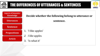 Aspects of Semantic Knowledge_Sentences-Utterances-Propositions | PPTX