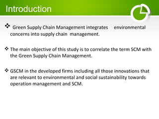 PPT On Green Supply Chain Managment | PPT