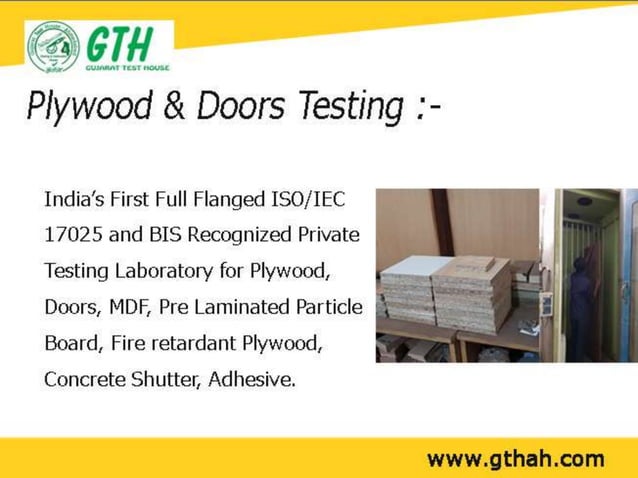 Plywood testing laboratory in Ahmedabad | PPTX