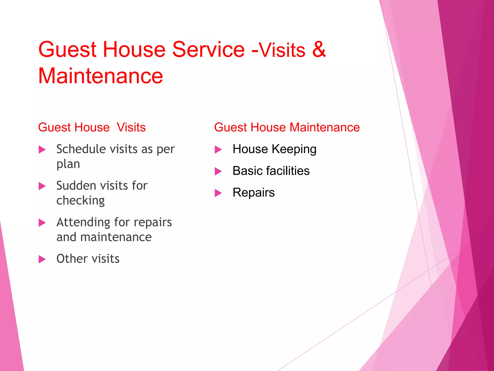 Ppt Guest House Maintenance | PPT